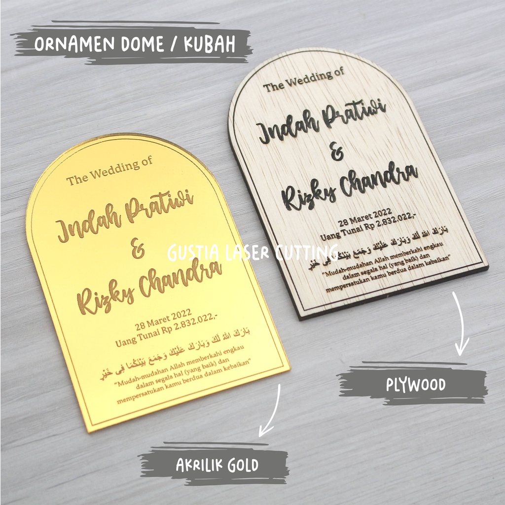 Jual Laser Cut Grafir Kubah Nama Mahar Dome | Seserahan Mahar ...