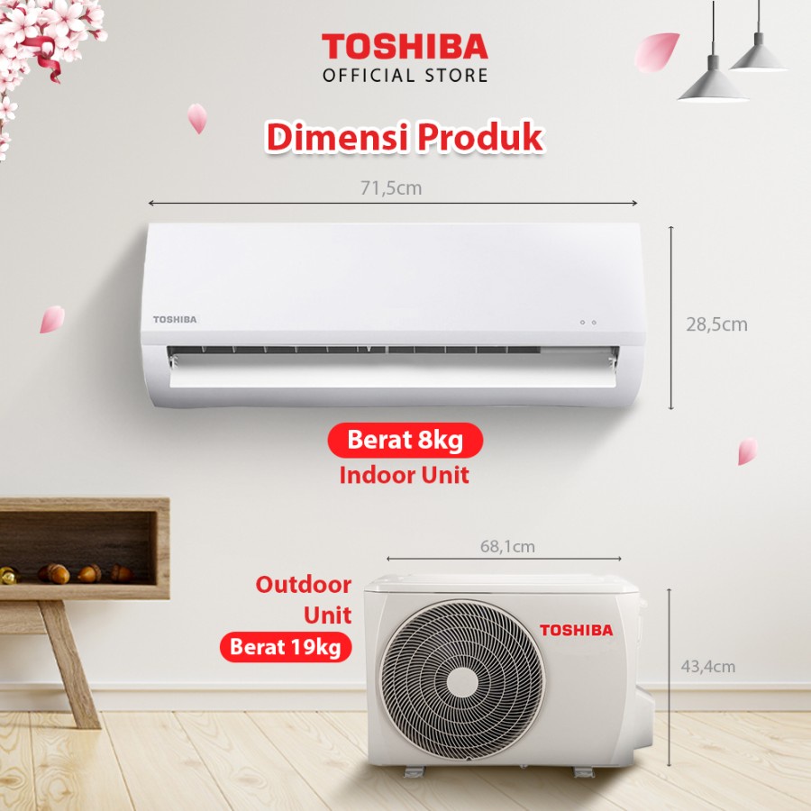 Jual Toshiba AC Split Standard 1/2PK J Series Golden Fin ECO ...