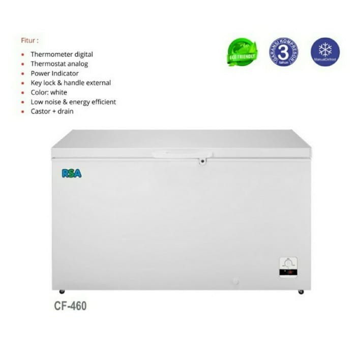 Jual CHEST FREEZER RSA 420 L CF460 KUNCI HANDLE BISNIS FROZEN FOOD ...