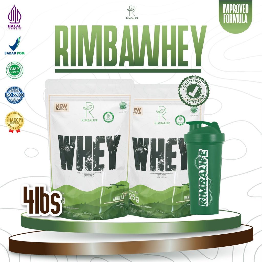 Jual 4 LBS Suplemen fitness Rimbalife Rimbawhey Vanilla Whey Protein ...