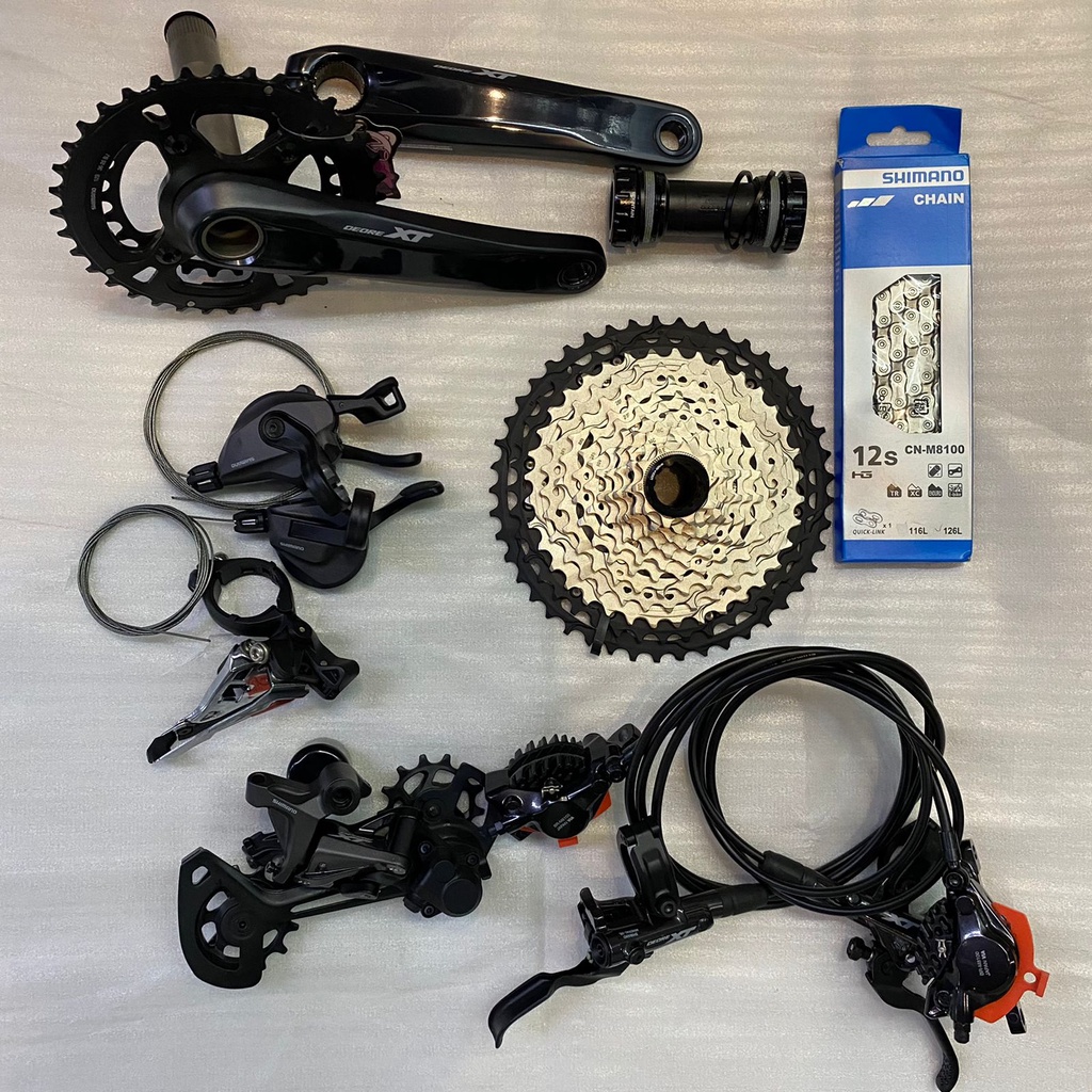 Jual Shimano XT M8100 2x12 Speed Original Groupset Shimano Deore XT Fullset | Shopee Indonesia