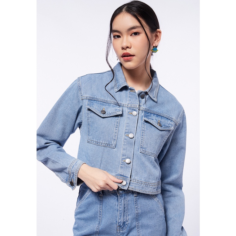 Jual COLORBOX Cropped Denim Jacket Lt. Blue | Shopee Indonesia