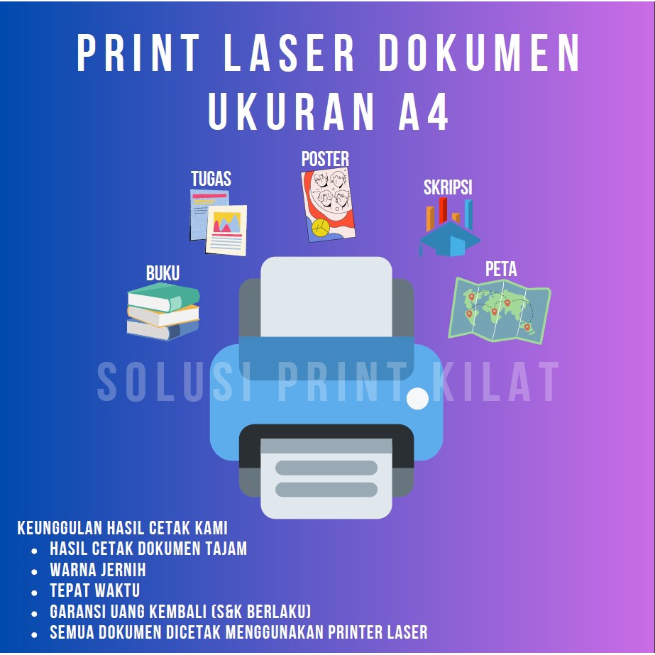 Jual PRINT LASER KILAT A4 HVS 80 GSM MURAH BERKUALITAS | PRINT DOKUMEN | Shopee Indonesia