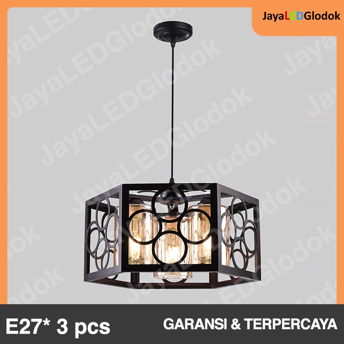 Jual Lampu Gantung Minimalis Industrial Vintage Modern Besi Hitam Hias ...
