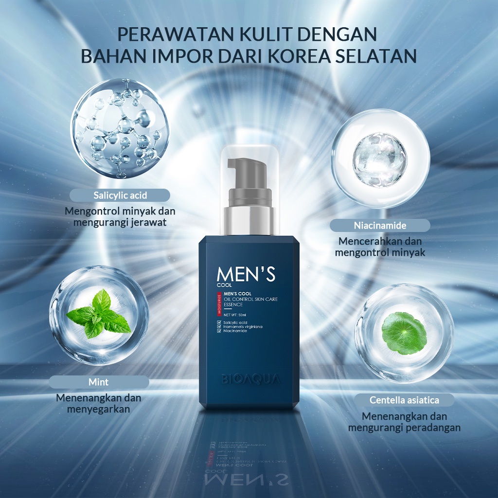 Jual BIOAQUA Men's Cool Oil Control Skin Care Essence 50ml | Shopee ...