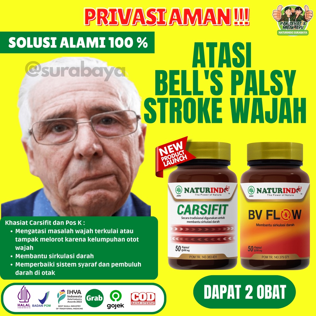 Jual OBAT STROKE WAJAH BELLS PALSY CARSIFIT BV FLOW NATURINDO SURABAYA ...