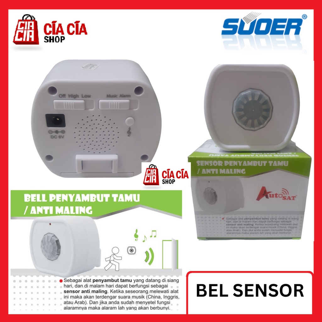 Jual Bell Sensor Gerak Motion Detector Door Bell Penyambut Tamu Alarm ...