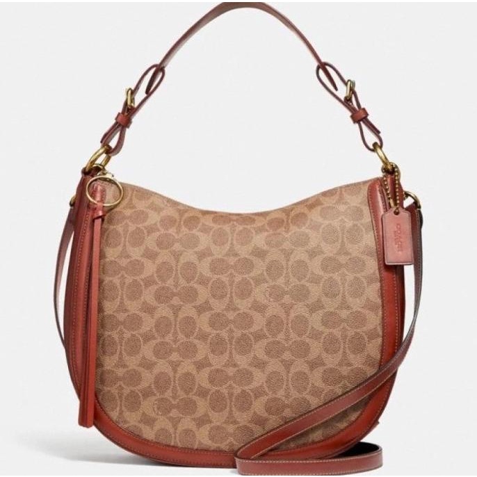 Jual TAS COACH sutton hobo in signature canvas Brown Coach 100% ...