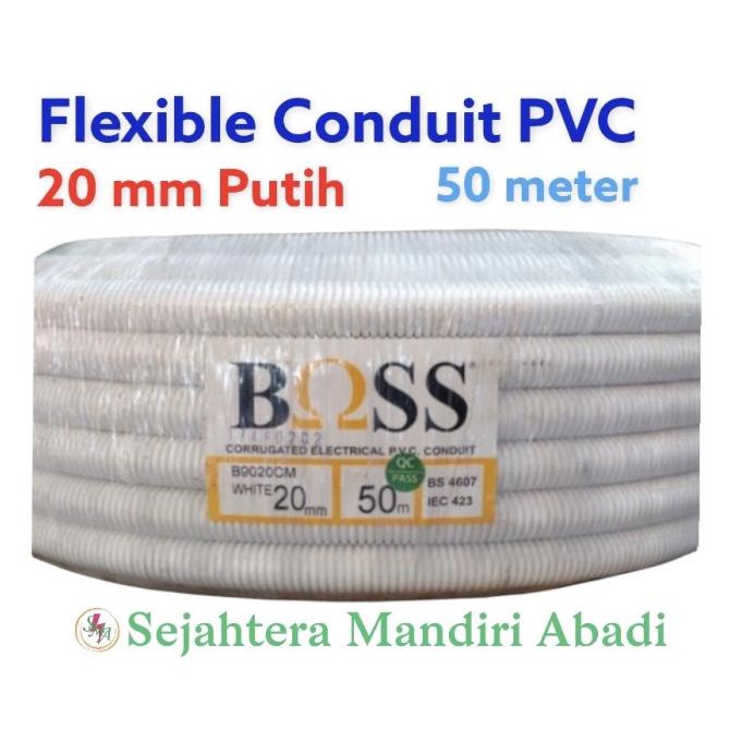Jual MURAH Flexible Conduit PVC Boss 20mm Putih Roll 50 Meter Fleksibel ...