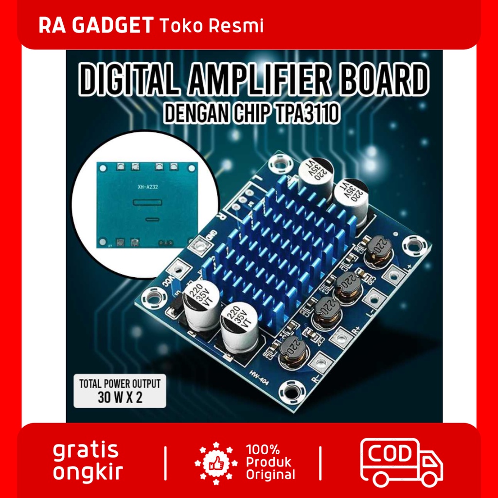 Jual Amplifier Board Audio Bluetooth USB Radio TF DIY 30W AW ...