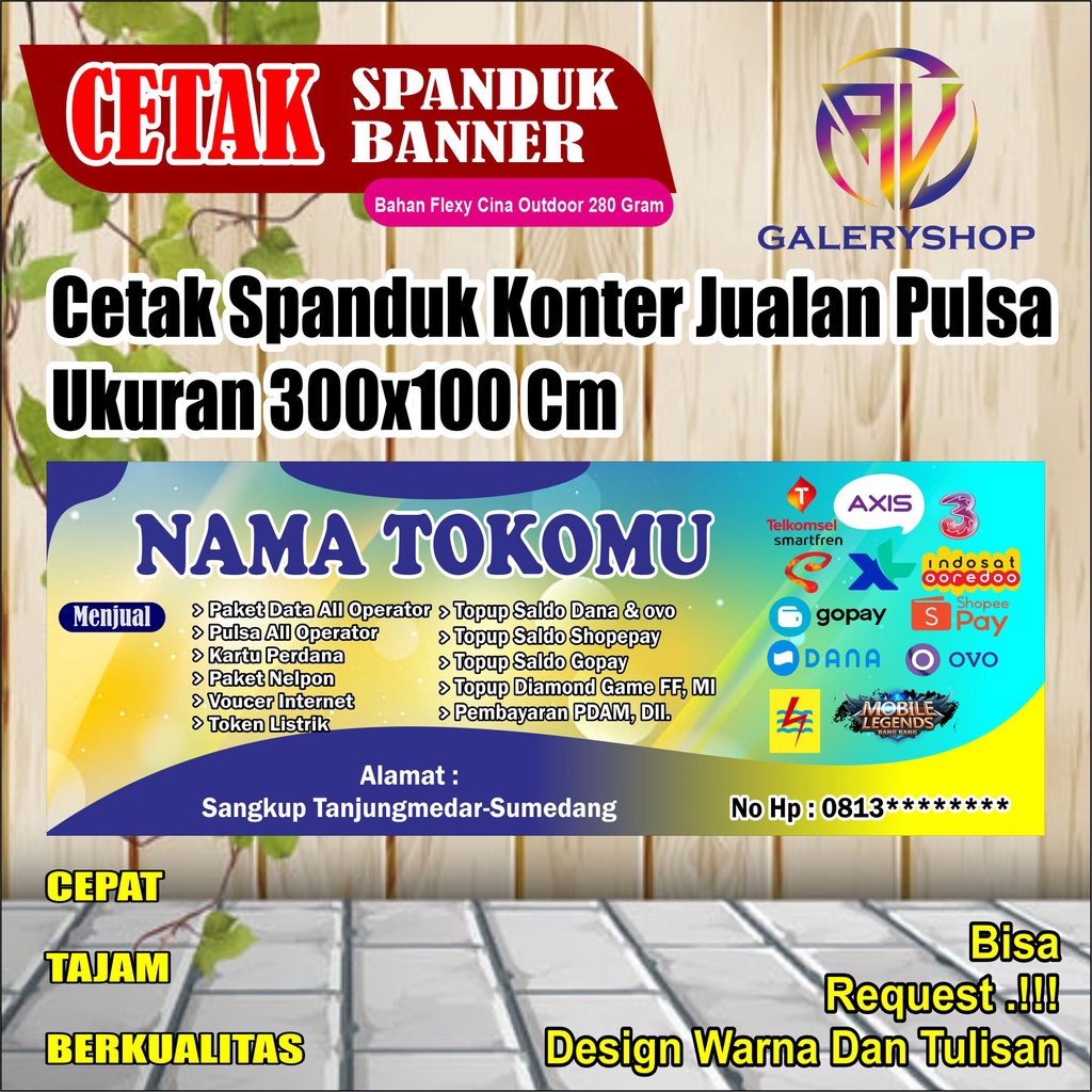 Jual cetak spanduk banner jual pulsa , konter , cell dll | Shopee Indonesia