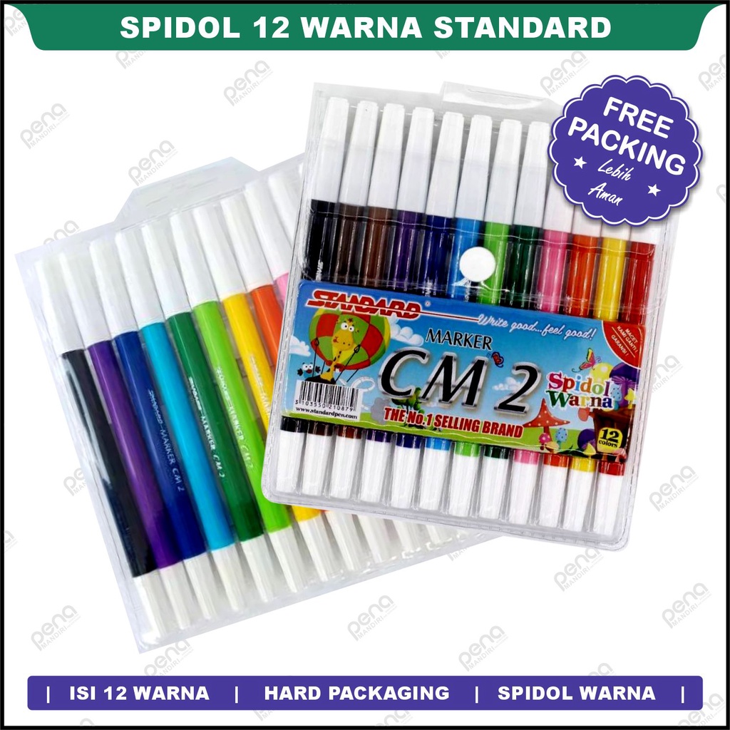 Jual Spidol 12 Warna Standard CM12 ( Spidol Isi 12 pcs Warna Warni ...