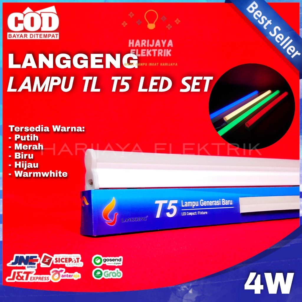 Jual LAMPU TL T5 LED 4 WATT LANGGENG SET TUBE LIGHT NEON ETALASE PLAFON | Shopee Indonesia