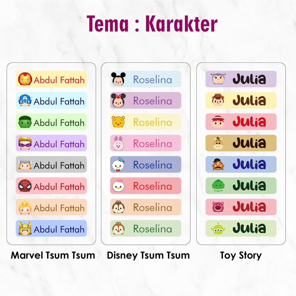 Jual Stiker Label Nama Anak Custom Ukuran Xs isi 96 pcs Label Nama Anak ...