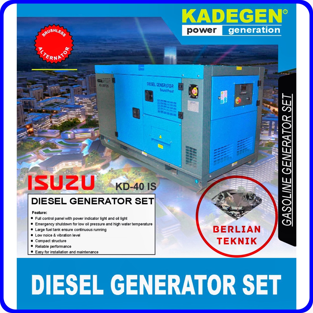 Jual Diesel Generator Silent Mesin Genset Kadegen + Isuzu KD 40 IS | 40 ...