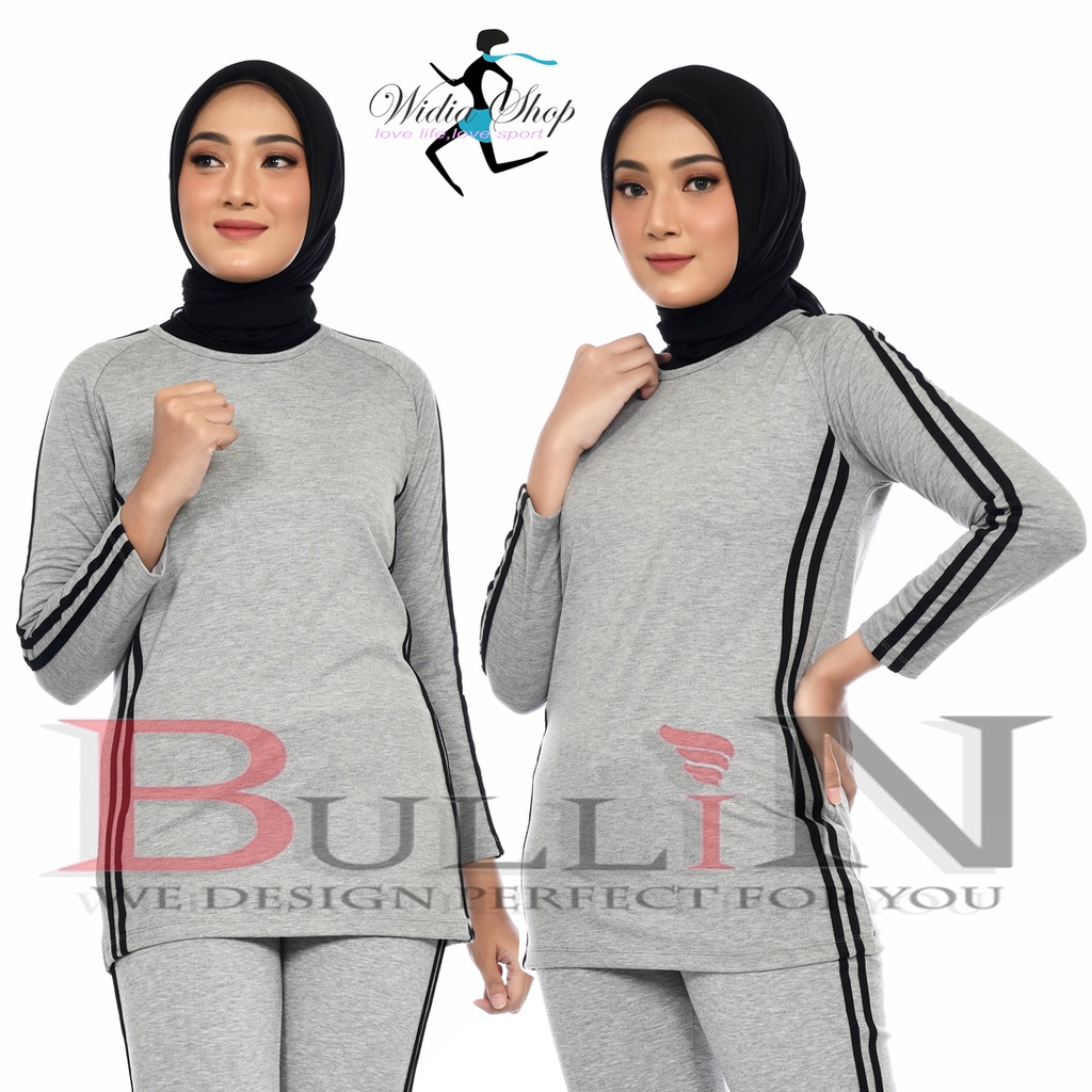 Jual BULLIN Baju senam abu list muslim standar dan jumbo / Baju atasan ...