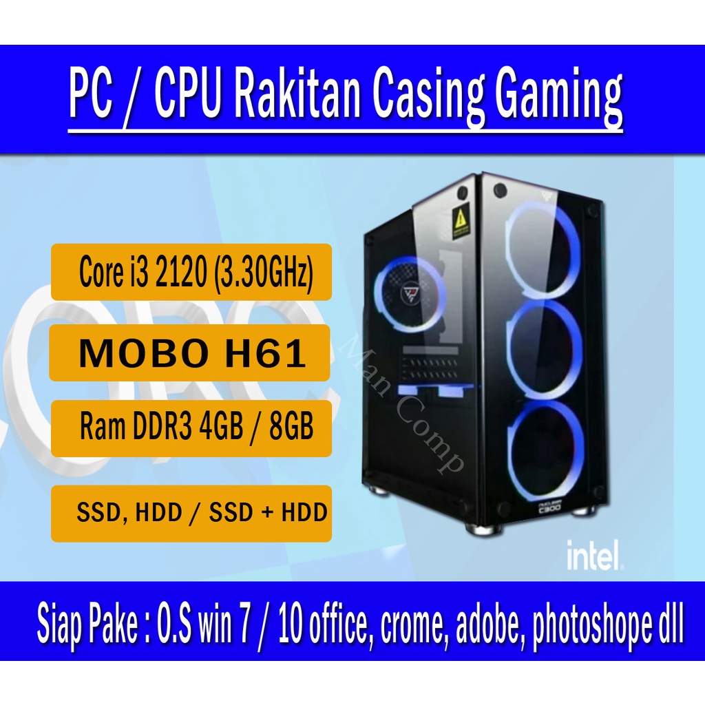 Jual PC/CPU Rakitan Core i3 Casing Gaming Bonus Fan RGB | Shopee Indonesia