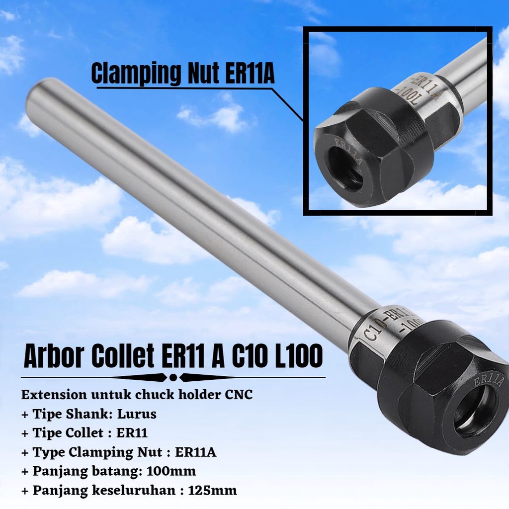 Jual ms7 Arbor Collet ER11 extension rod chuck Holder C10 ER11A 100L ...