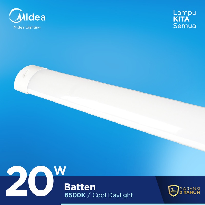 Jual Midea Lampu Slim Batten Led 20 Watt Putih 6500K Cool Day Light ...