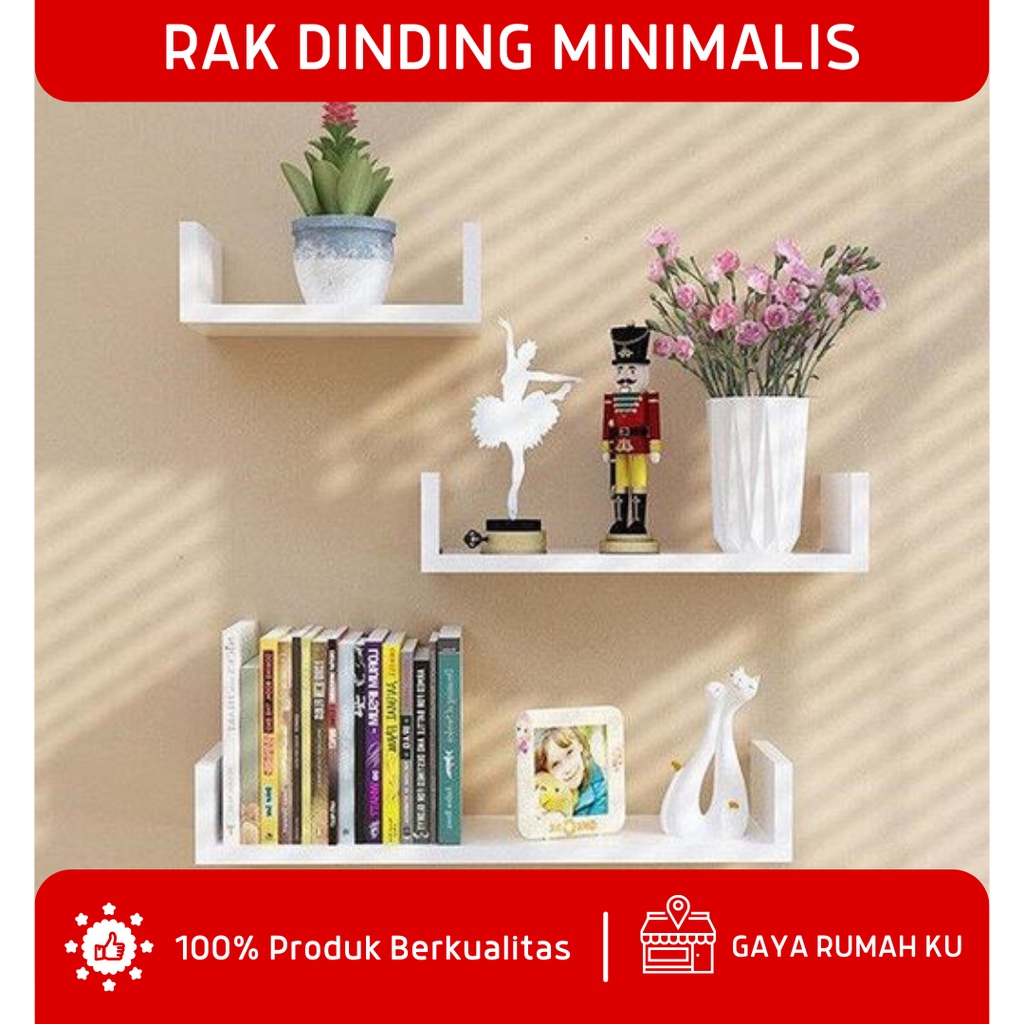 Jual Rak Kayu Dinding Papan Ambalan Rak Hiasan Tempat Penyimpanan Buku ...