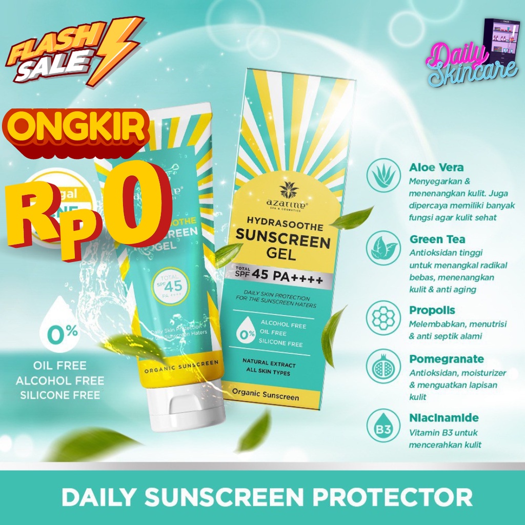 Jual [Ready] [Gel] Azarine Hydrasoothe Sunscreen Gel Spf45 Pa++++ 30Ml ...