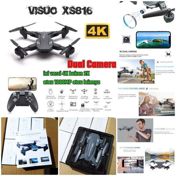 Jual Drone visuo XS816 4K Camera ( Original ) | Shopee Indonesia