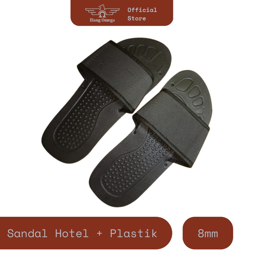 Jual sandal hotel / sandal rumahan / sandal spon 8mm hitam + plastik ...