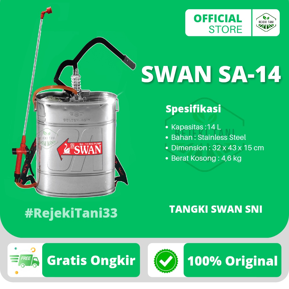 Jual Tangki Swan SA-14 Sprayer Manual 14 liter Stainless High Quality ...