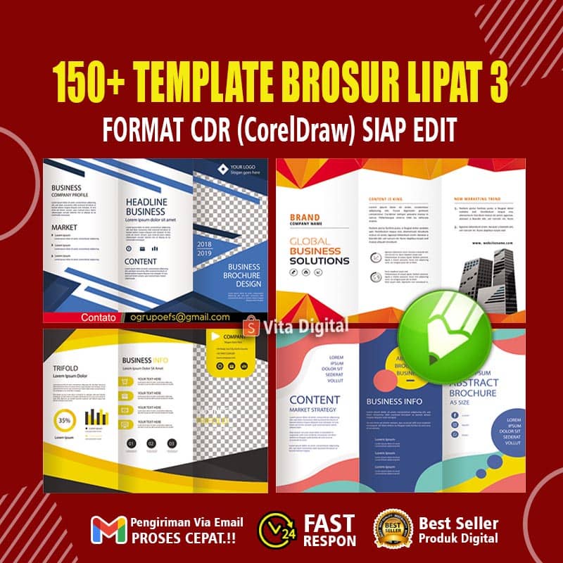 Jual 150+ Template Desain Brosur Lipat 3 Format CDR CorelDraw | Shopee Indonesia