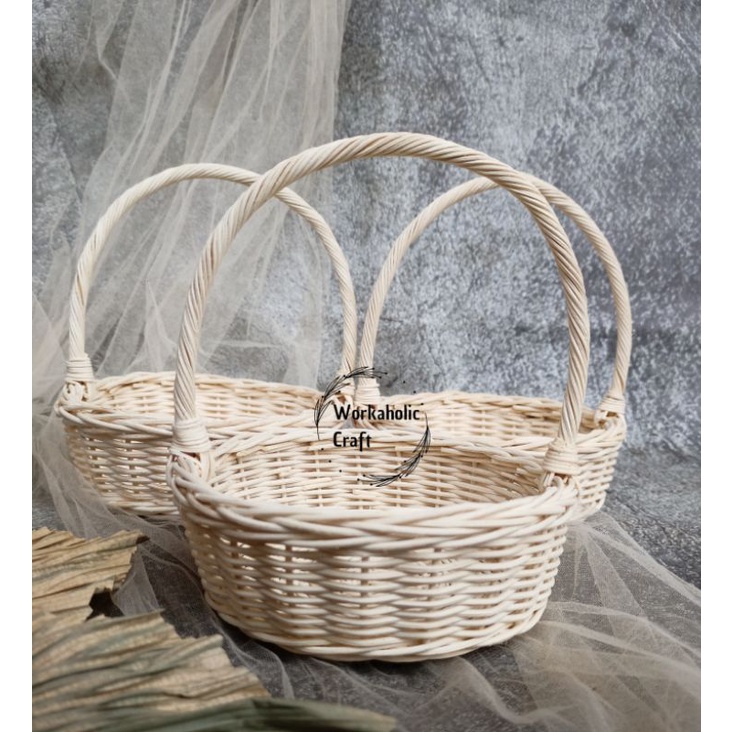Jual Keranjang Rotan Anyam D 15 cm Bahan Dekorasi Seserahan Mahar ...