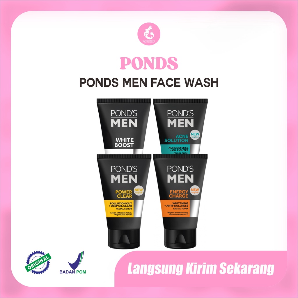 Jual Ponds Men Bright Bost-Lightning Oil Facial Scrub Acne Solution Oil ...