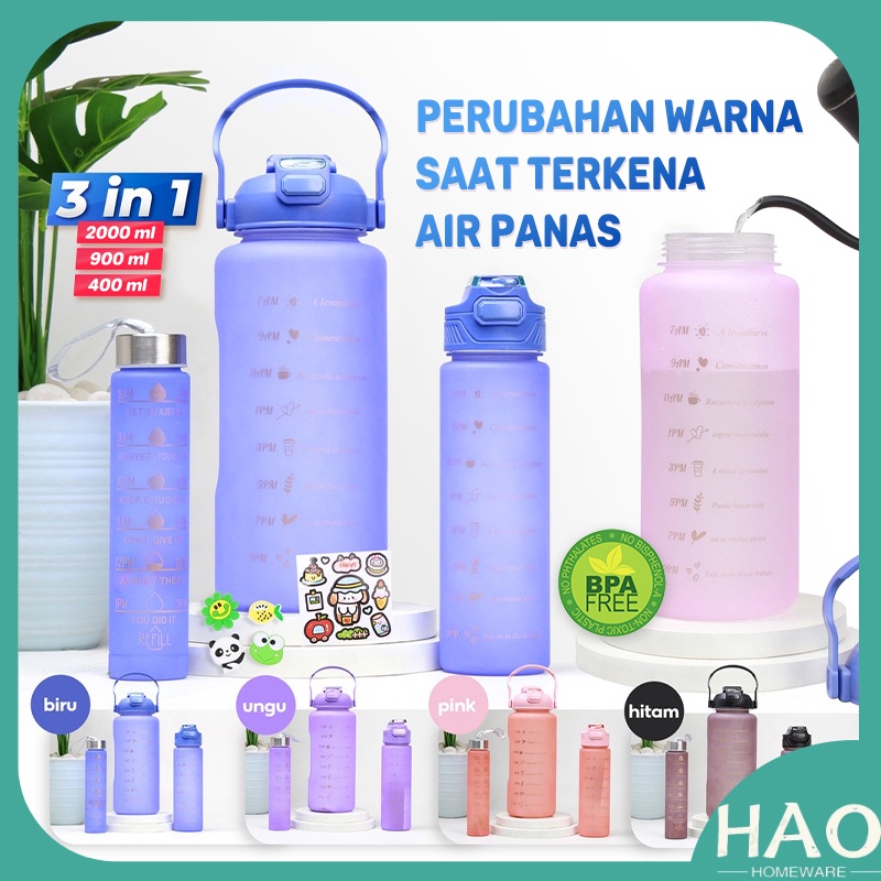 Jual Botol Berubah Warna 3 In 1 (Free Stiker 2D & 3D) / Bottle Motivasi ...