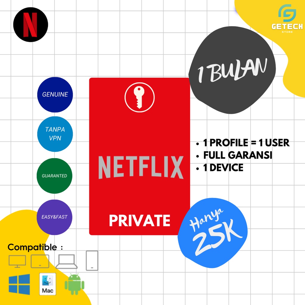 Jual NETFLX 1 BULAN TERMURAH PR3M1UM 1 ANTI HOLD IOS ANDROID TV 4K UHD [FULL GARANSI] | Shopee ...