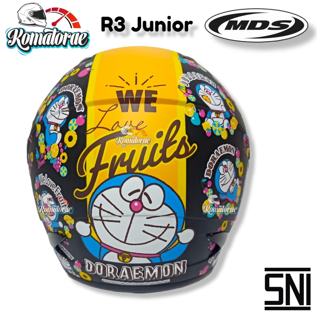 Jual HELM MDS R3 JR DORAEMON FRUITY #2 BLACK DOFF HALF FACE ANAK ...