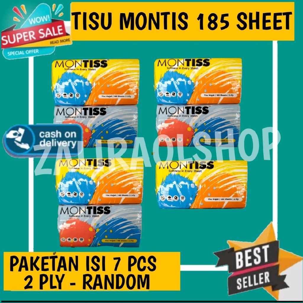 Jual paketan 7 pcs tisu Montis 185 sheet 2 ply | Shopee Indonesia