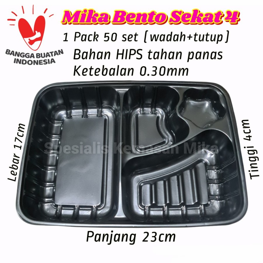 Jual Mika Bento Sekat 4 HI 0.30mm / Tray Bento Bintang Isi 50 set ...