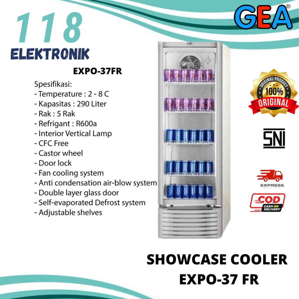 Jual Kulkas Kaca Showcase 1 Pintu Gea 300 Liter EXPO-37FR | Shopee ...