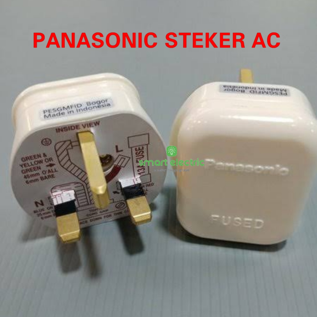 Jual Panasonic Steker AC Kaki 3 WEJ 9111W colokan Listrik Ada Sekring ...