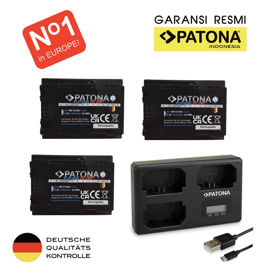 Jual PATONA Battery & Charger for Sony NP-FZ100 NPFZ100 NP FZ100 ...