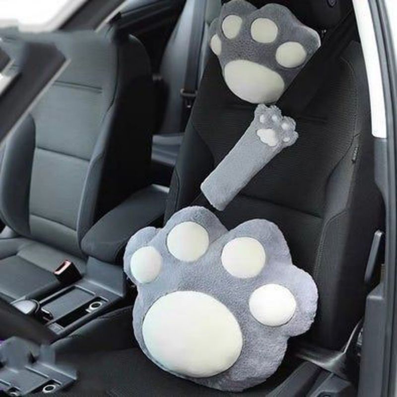 Jual bantal mobil headrest seatbelt cat paw custom telapak kucing lucu ...