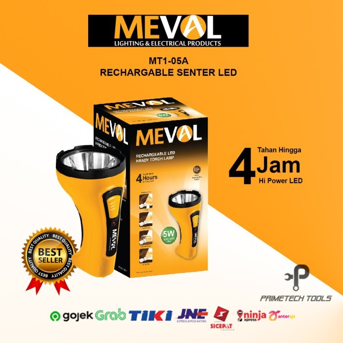 Jual [Senter] Meval Senter Led 5 W Rechargeable - Putih - Mt1-05A [Lamp ...