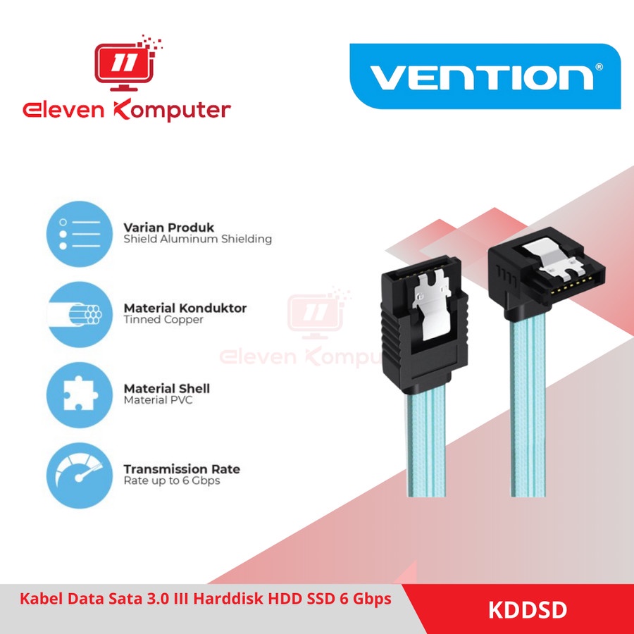 Jual Vention Kabel Data Sata 3.0 III Harddisk HDD SSD 6 Gbps - KDD ...