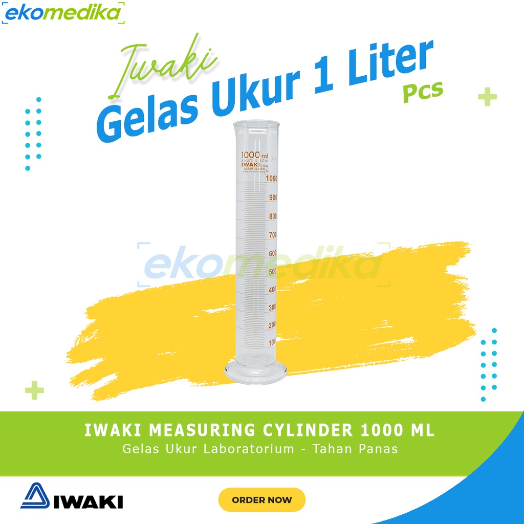 Jual Gelas Ukur Kaca 1000 ML IWAKI Measuring Cylinder Glass 1000ml ...