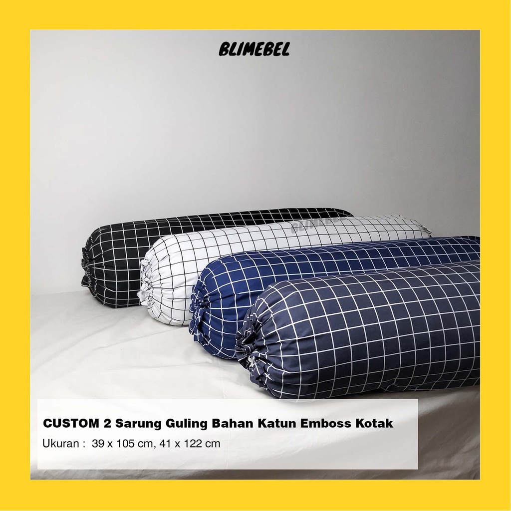 Jual [ CUSTOM ] 2 Sarung Guling Bahan Katun Emboss Kotak | Shopee Indonesia