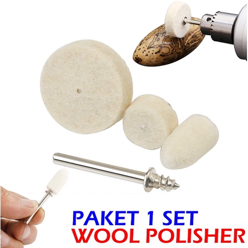 Jual 3 Pcs Wool Poles + 1 Batang As 3mm Mini Grinder Polisher Wol Gosok ...