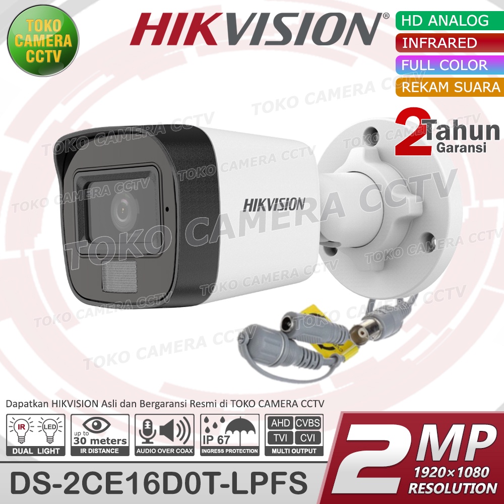 Jual KAMERA CCTV OUTDOOR 2MP AUDIO COLORVU HIKVISION DS-2CE16D0T-LPFS DUAL | Shopee Indonesia