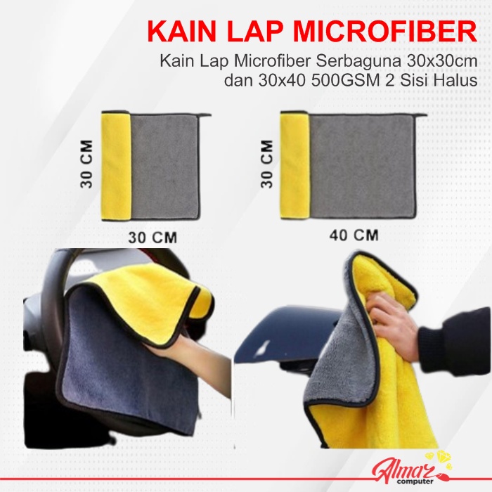 Jual Kain Lap Microfiber Serbaguna 30x30cm dan 30x40 2 Sisi Halus ...