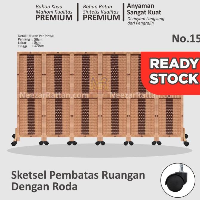 Jual Pembatas penyekat ruangan sketsel minimalis unik rotan lipat no 15 ...
