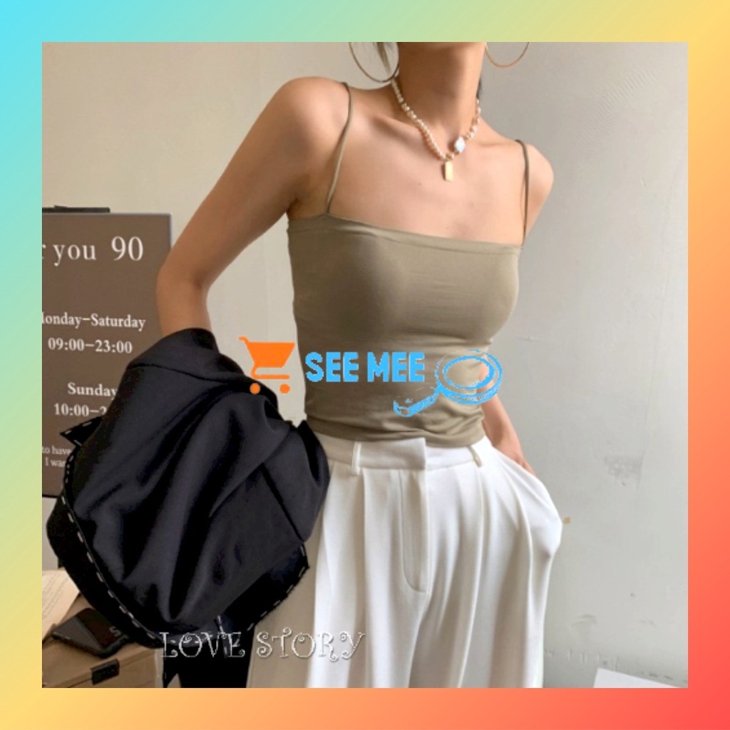 Jual (SEE) Tank Top Bra Basic Wanita Panjang / Tanktop Square Tali ...
