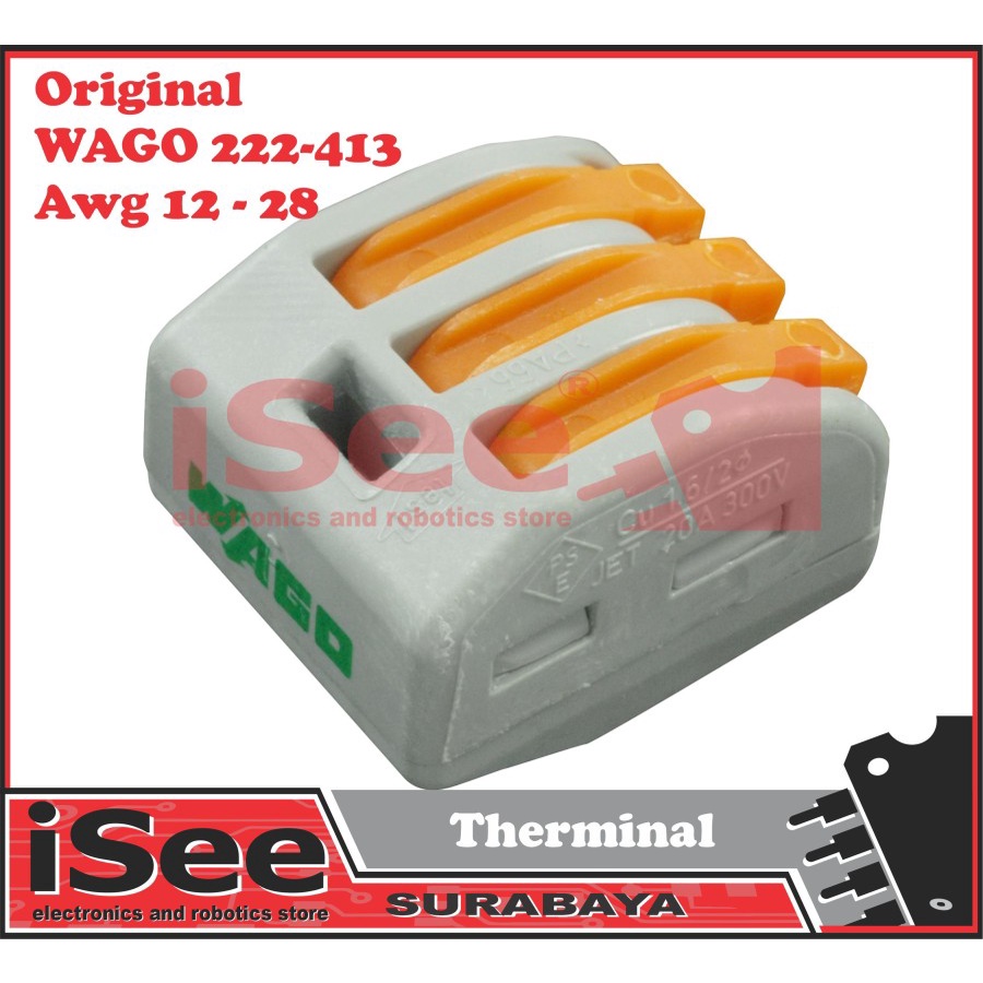 Jual Original wago 222-413 quick connector 3p 3 pin konektor sambungan ...